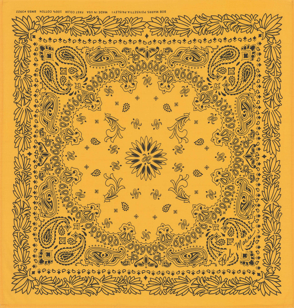 Bob Marrs Poinsettia Paisley Bandana - Amarillo Gold – Marrs Makers