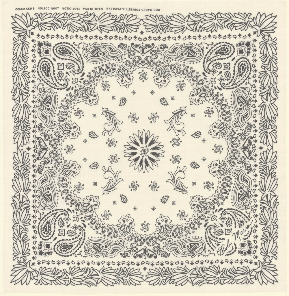 Bob Marrs Poinsettia Paisley Bandana - Vintage Ivory – Marrs Makers