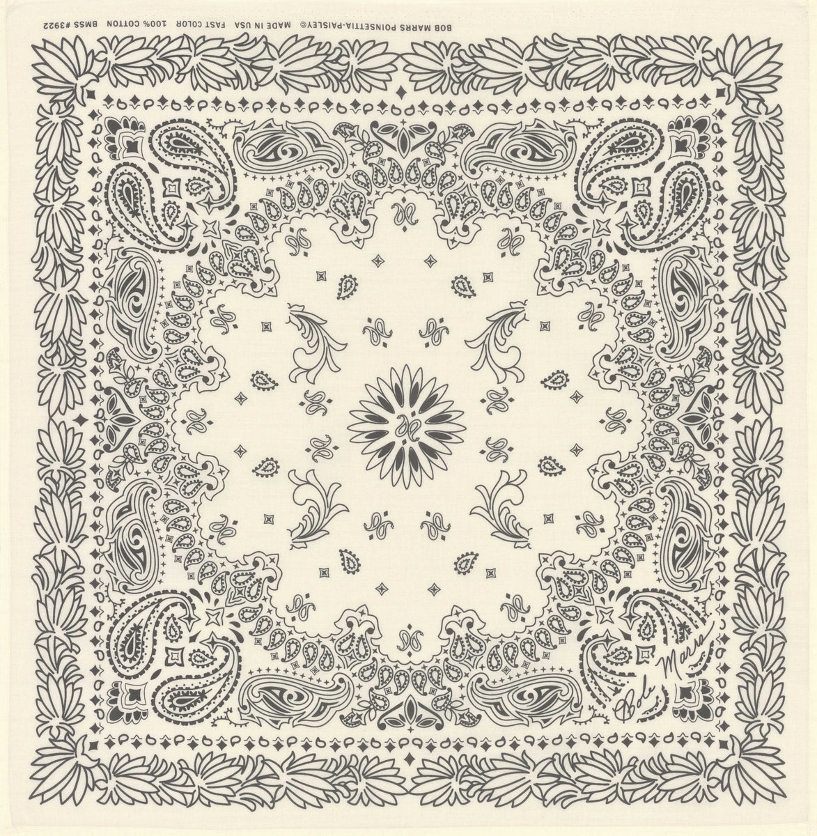 Bob Marrs Poinsettia Paisley Bandana - Vintage Ivory – Marrs Makers